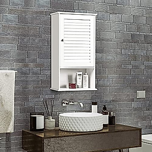 LOKO Bathroom Wall Cabinet, Bathroom Cabinet Wall Mounted with Single Shutter Door and Adjustable Shelf, Small Medicine Cabinet for Living Room, Kitchen or Entryway, 16.5 x 6.5 x 27.5 inches (White)