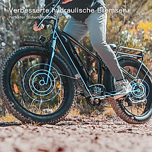HAOQI Eagle Electric Bike, Peak 1000W Motor All-Terrain Ebike 48V 20AH Removable Battery up to 80 Miles 28MPH 26" * 4" Fat Tire Front Suspension Electric Mountain Bike for Adults 7-Speed