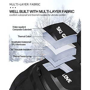 Cevapro Winter Gloves Snow Ski Gloves for Men Women Cold Weather, 3M Insulated Mens Womens Waterproof Gloves, -40℉ Touchscreen Skiing Snowboard Gloves