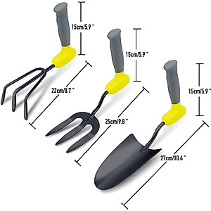 Garden Tools Set of 3 , Stainless Steel Gardening Kit, Upright Handle Garden Tool Set for Hand Joint Damage/Arthritis, Garden Tools Gifts