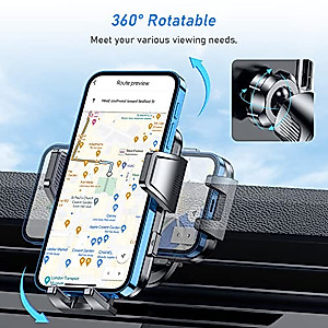 Blukar Car Phone Holder, Air Vent Car Phone Mount Cradle with One Button Release Function and Hook Clip - 360° Rotation Super Stable Car Phone Holder Compatible with All 4.0 to 6.7 inches Phones