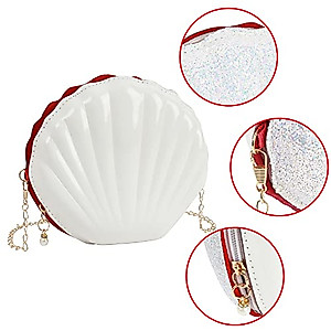 Felice Ann Women Mini Glitter Sequins Seashell Cross-body Bag Chain Strap Shoulder Bag Evening Clutch Handbag