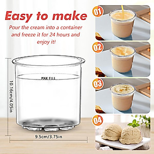 newkaijian Replacement For Ninja Creami Deluxe Pints and Lids-4 Pack & BPA Free, Dishwasher Safe, Colorful Lids, Clear Ice Cream Cups 16oz Compatible with NC300 NC299AMZ Ice Cream Maker