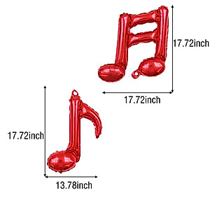 Music Note Foil Balloon Party Supplier Music Note Shaped Party Decorations for Birthday Baby Shower Anniversary Graduations Home Outdoor Music Themed Party (Red)