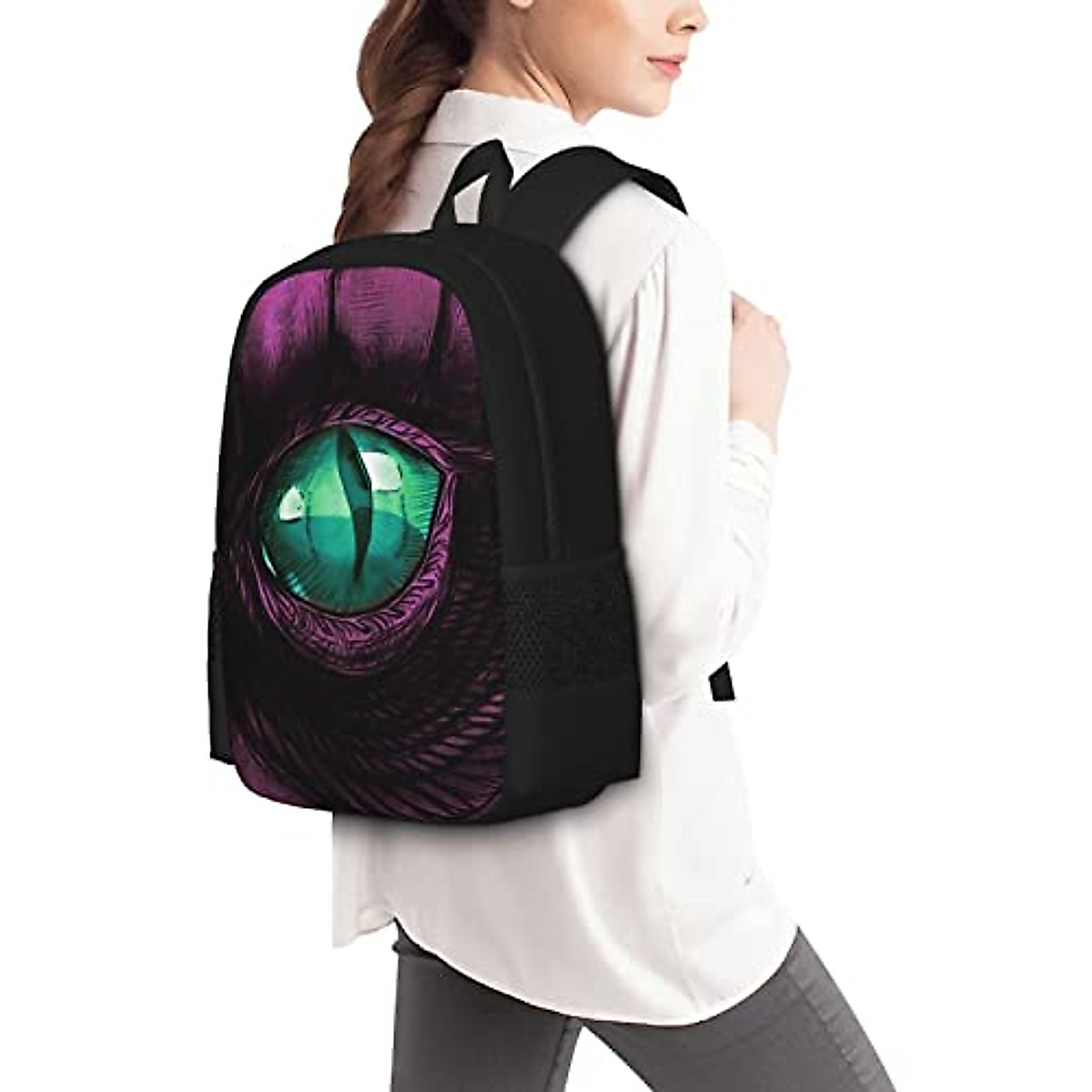 Sdfsdby Green Eye Of A Violet Dragon Backpacks Boys Girls School Computer Bookbag Travel Hiking Camping Daypack Casual Laplop Backpack for Unisex Teens