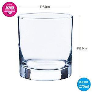 東洋佐々木ガラス Toyo Sasaki Glass 05116 Whiskey Glass, Rock Glass, Tumbler, 9.8 fl oz (275 ml), Pack of 6, Cup, Made in Japan, Dishwasher Safe