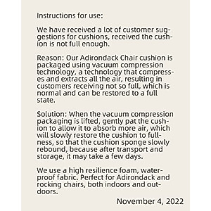 Indoor Outdoor Adirondack Chair Cushion, Patio Rocking Chairs Cushions, Waterproof Sun Protection (Brown)