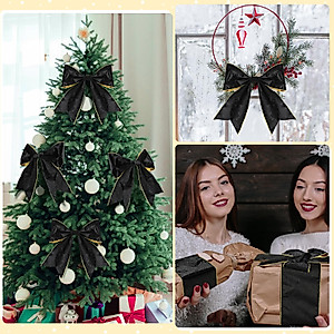 WILLBOND 2 Rolls Christmas Red Velvet Ribbon Wired Edge Trim Wrapping Fabric Christmas Ribbon for Gift Wrapping Bow Wedding Decoration Craft(4 Inch x 6 Yards,Black)