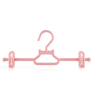 HANGERWORLD 11.8inch Kids Toddler Baby Pant and Skirt Hangers with Clips Swivel Hook (10 Pack, Pink)
