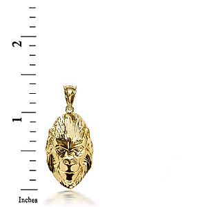 Certified 10K Yellow Gold Ape Gorilla Head Face Necklace Pendant