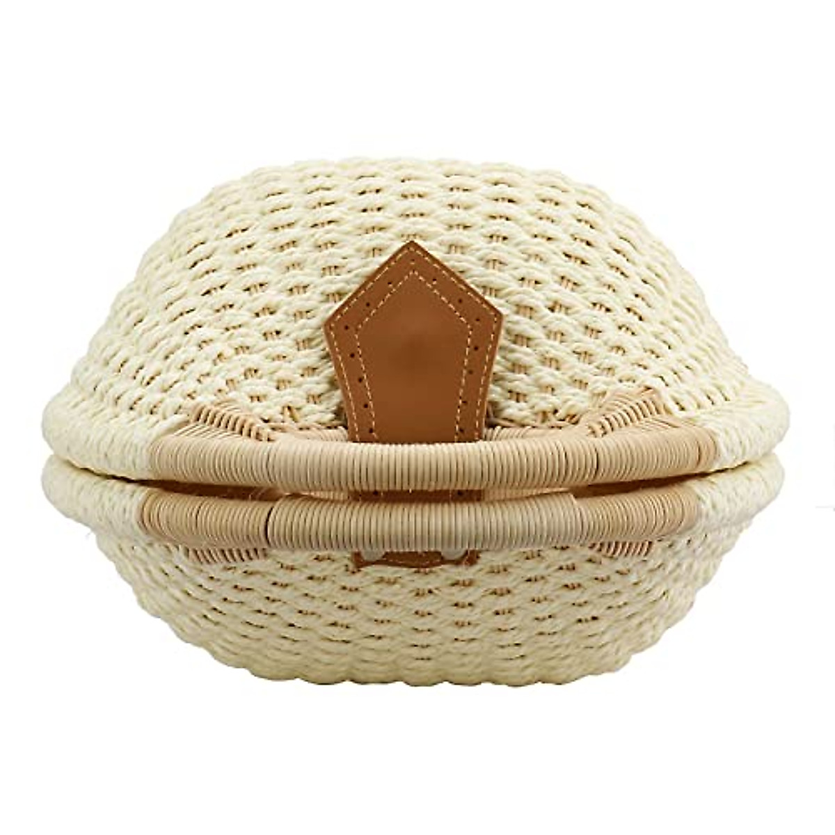 Puedo Women Shell Shape Straw Bag Rattan Woven Beach Handbags Summer Straw Tote Bag (White)