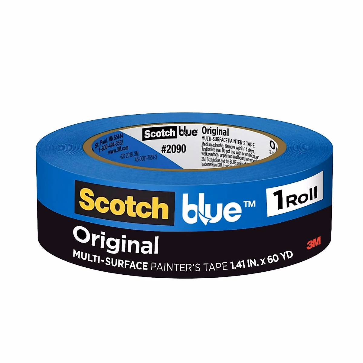 ScotchBlue 2090-36NC Original Painter's Tape, 1.41" Width, Blue