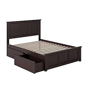 Atlantic Furniture AR8636111 Madison Platform Bed with Matching Foot Board and 2 Urban Bed Drawers, Full, Espresso
