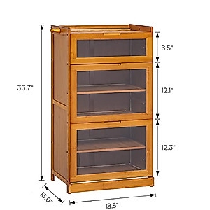 MoNiBloom Shoe Cabinet with Acrylic Doors 5 Tier Bamboo Free Standing Narrow Shoes Rack for Space Saving Entryway Hallway Living Room Bedroom, Brown