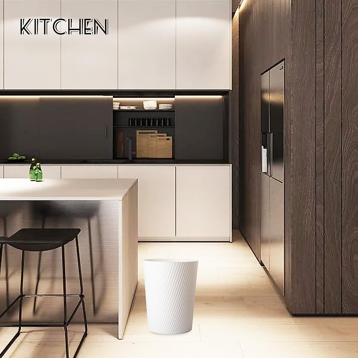 UUJOLY Small Trash Can Wastebasket Garbage Can Container Bins for Bathrooms, Laundry Room, Kitchens, Offices, Kids Rooms, Dorms (White)