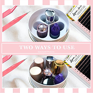 Lyon lash Glue Storage Container, White Gold, Airtight Adhesive Holder For Eyelash Extension Glues, Sealed Jar/Tank/Box/Bottle, Lashes Extensions Supplies