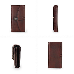 ORIREAL Women's Wallet Genuine Leather Wallet for Ladies Large Capacity Hand-Crafted Wallet Card Holder Purse (Coffee)