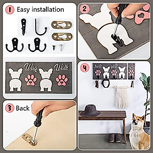 HiPeep Dog Leash Holders for Wall Personalized Key Hooks Hangers for Dog Organization/Storage/Room Decorative Wall-Mounted for Entrance/Hall/Farmhouse with Dog Name+100 Breeds Silhouette
