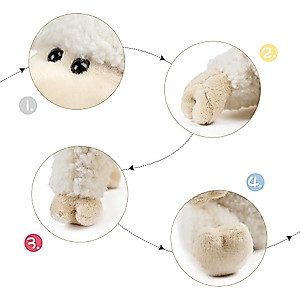 FRANKIEZHOU Sheep Stuffed Animal Lamb Plush Decorations 3Pcs (Sitting, Standing, Kneeling) White Sheep Toys Gift for Kids Little Girl/Boy