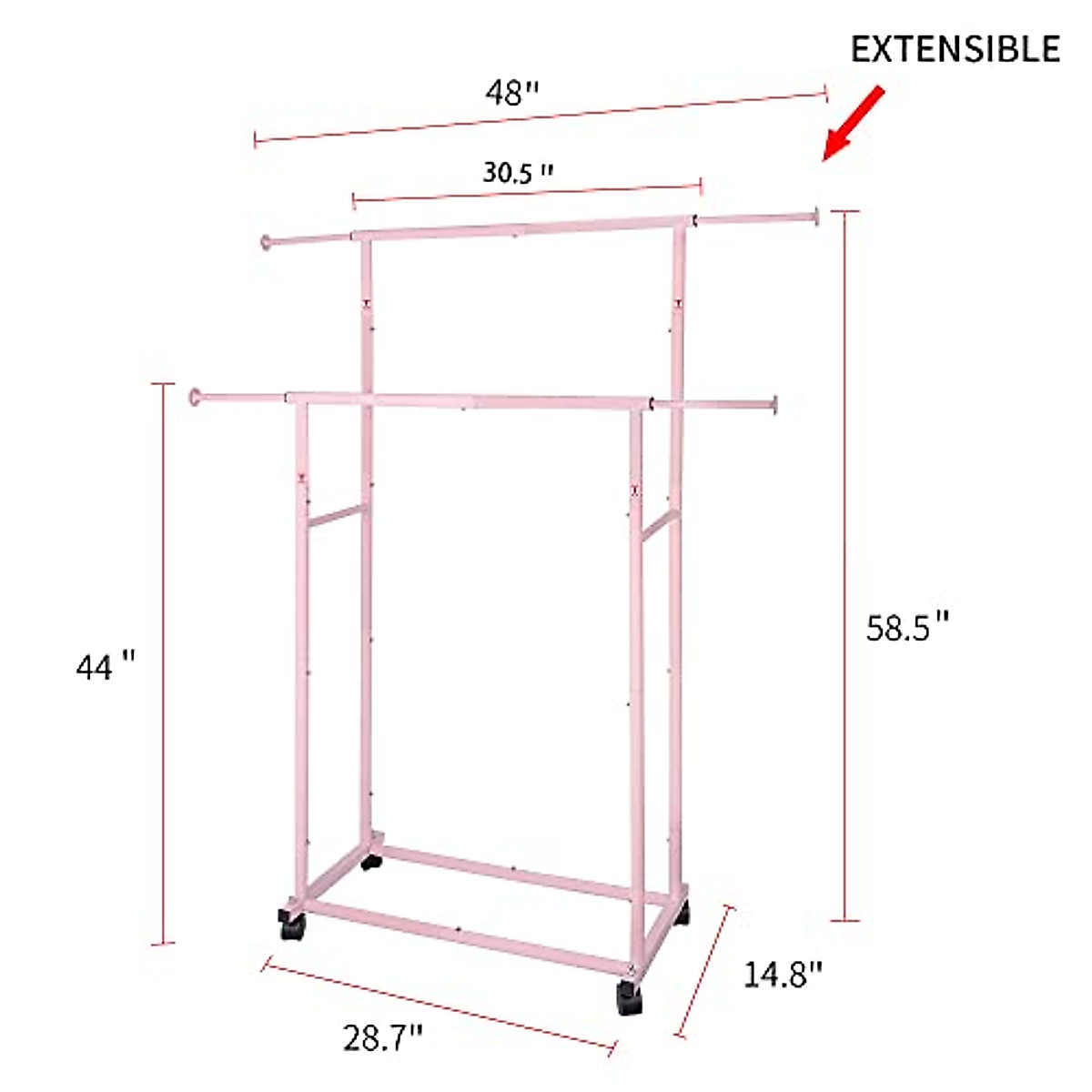 Fishat Double Rod Clothing Garment Rack