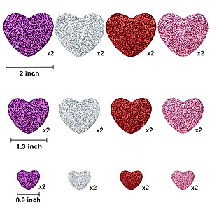JOYIN 62 Pcs Valentines Day Heart Doilies Craft Gift Set with 50 Pcs Heart Paper Doilies, 12 Pcs Foam Hearts and 1 Bags of Glitter Foam Heart Stickers for Valentine's Day Party Tableware Decoration