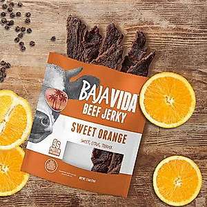 Baja Vida Sweet Orange Beef Jerky - Beef Jerky Snack Packs, Healthy Jerky, Gluten-Free, All-Natural Beef, No MSG, Made in the USA - 2.5 Oz (Pack of 4)