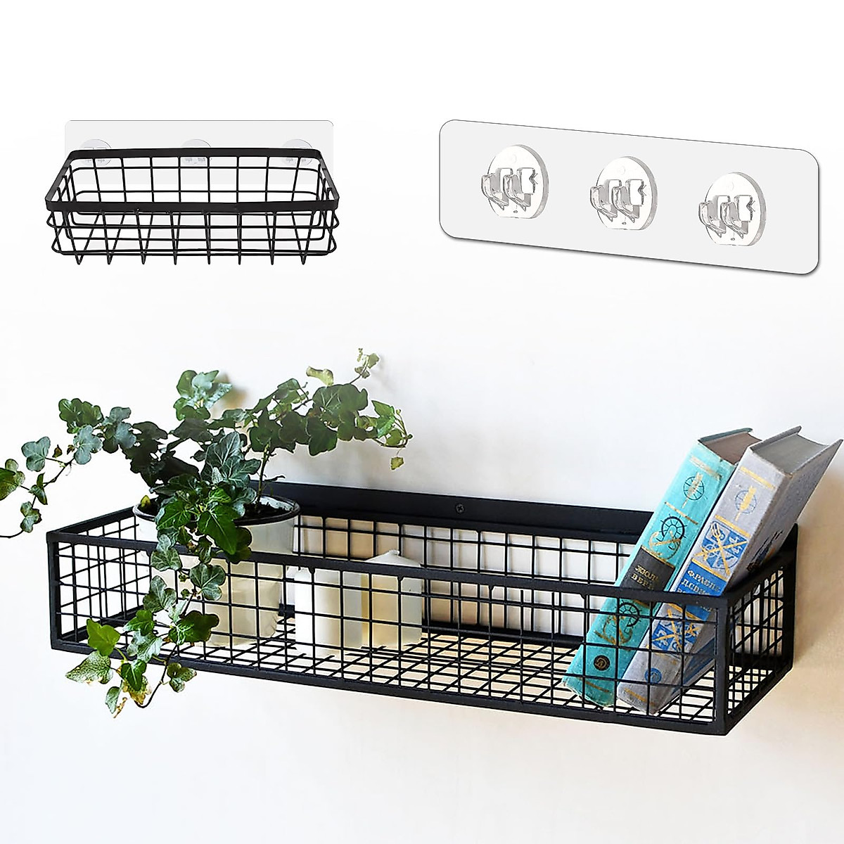 6 Pcs Shower Caddy Adhesive Replacement Shower Adhesive Hooks Waterproof Strong Adhesive Wall Hooks No Drilling Organizer for Bathroom Storage Shelves and Kitchen Racks