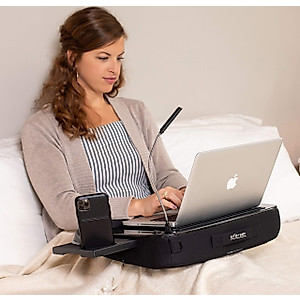 BIRDROCK HOME Multi-Tasking Lap Desk with Memory Foam Cushion | USB Light and Mouse Pad | Fits Laptops Up to 15" | Tablets Up to 9.6" | Smartphones Up to 4" | Black Spackle Top | Home Office