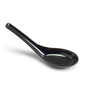 JapanBargain 3192, Set of 4 Soup Spoons Japanese Soup Spoons Chinese Soup Spoons Rice Spoons Pho Spoons Ramen Soup Spoons Wonton Soup Spoons, Black Color