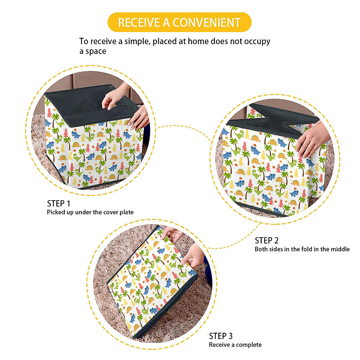 Dremagia Cow Print Foldable Toy Storage Box Bin Open Large Fabric Organizer Basket for Bedroom Closet Shelf,White and Black