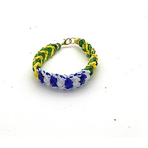 Ilde Tejido de Yemaya/ Orula - Yemaya/ Orula Religious Bracelet, blue, green, yellow, One Size