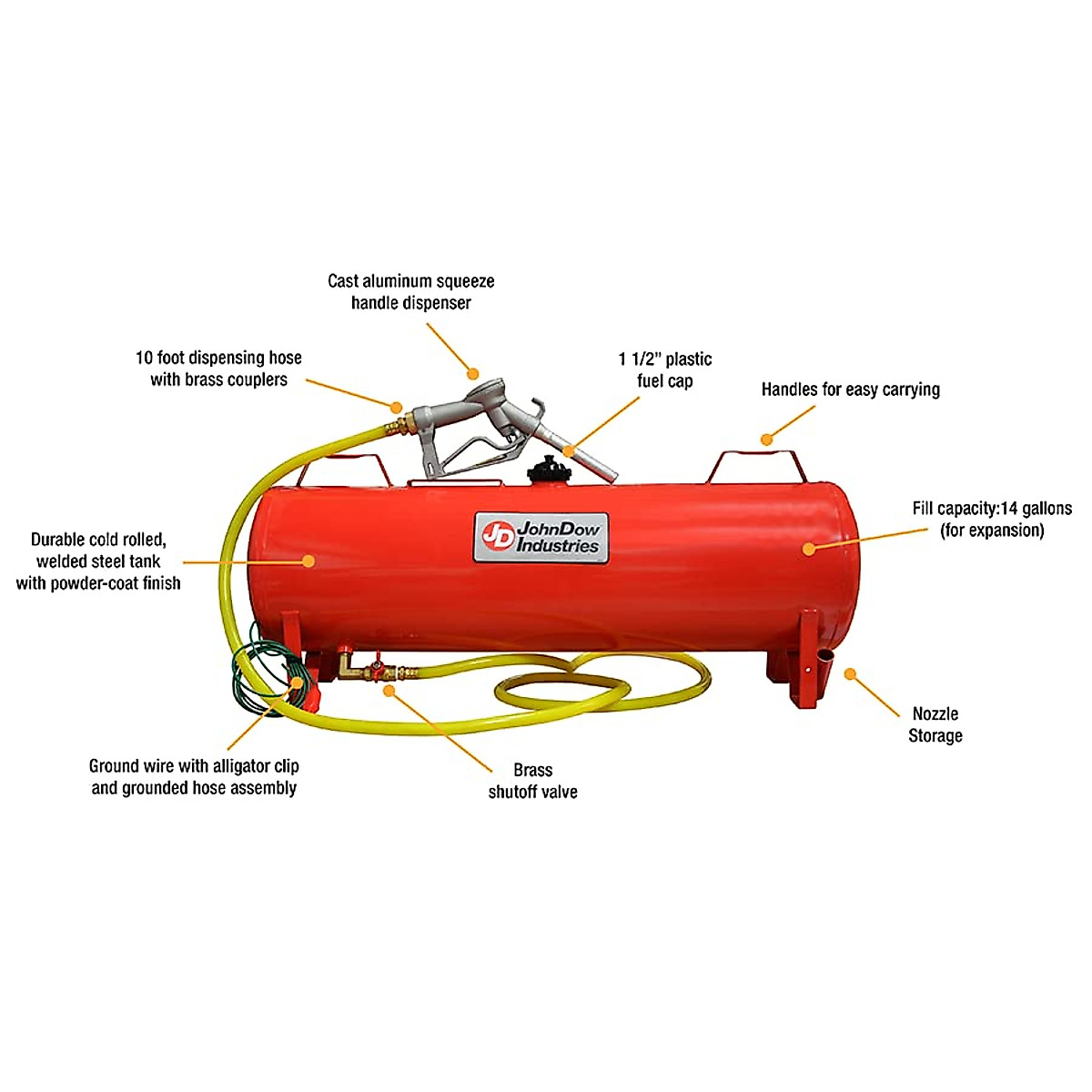 JohnDow Industries JDI-FST15 15 Gallon Fuel Station - Durable and Convenient Fuel Storage and Dispensing Solution,Red