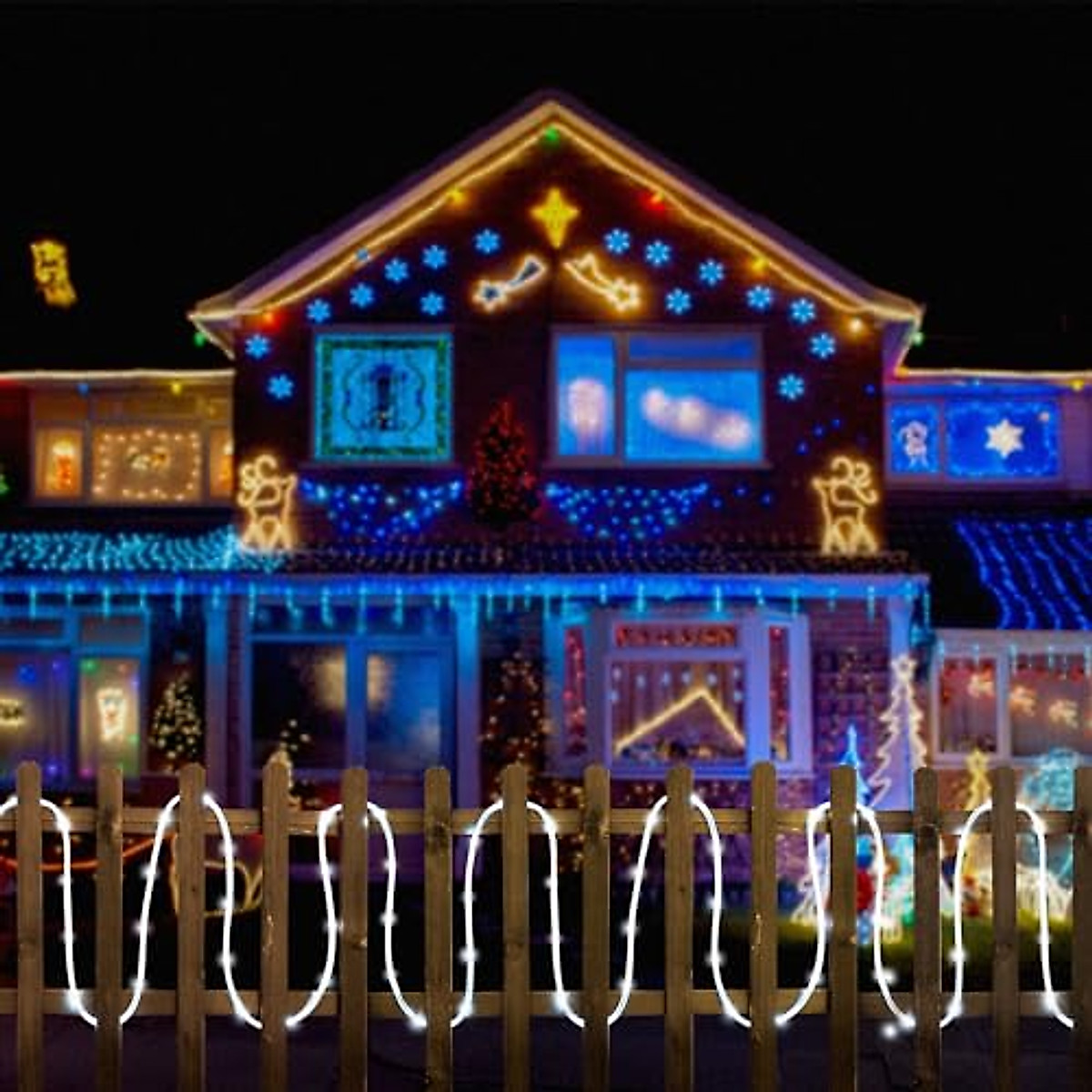 GIGALUMI 2 Pack Solar Rope Lights Outdoor, Each with 100 LEDs 35.7 Feet 8 Modes, Solar Rope String Lights Outdoor, Solar String Lights Outdoor for Garden Fence Patio Yard Party Christmas Decorations