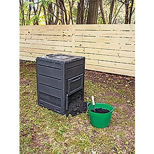 Gardeners Supply Company Deluxe Pyramid Composter II | Easy To Use Outdoor Compost Piles Bin With Rain Collecting Lid & Side Vents for Good Aeration | Best for Backyard Garden Organic Waste Composting