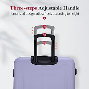Widfre Luggage Sets 3 Pieces Carry on Suitcase Hardshell Lightweight Travel with Double Spinner Wheels Locks TSA Approved (Purple)