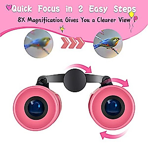 Binoculars for Kids,Dazftiey 8x21 High Resolution Shockproof Lightweight Binoculars Compact Kids Binoculars for 3-12 Years Boys and Girls Binoculars for Bird Watching Camping Hiking(Pink)