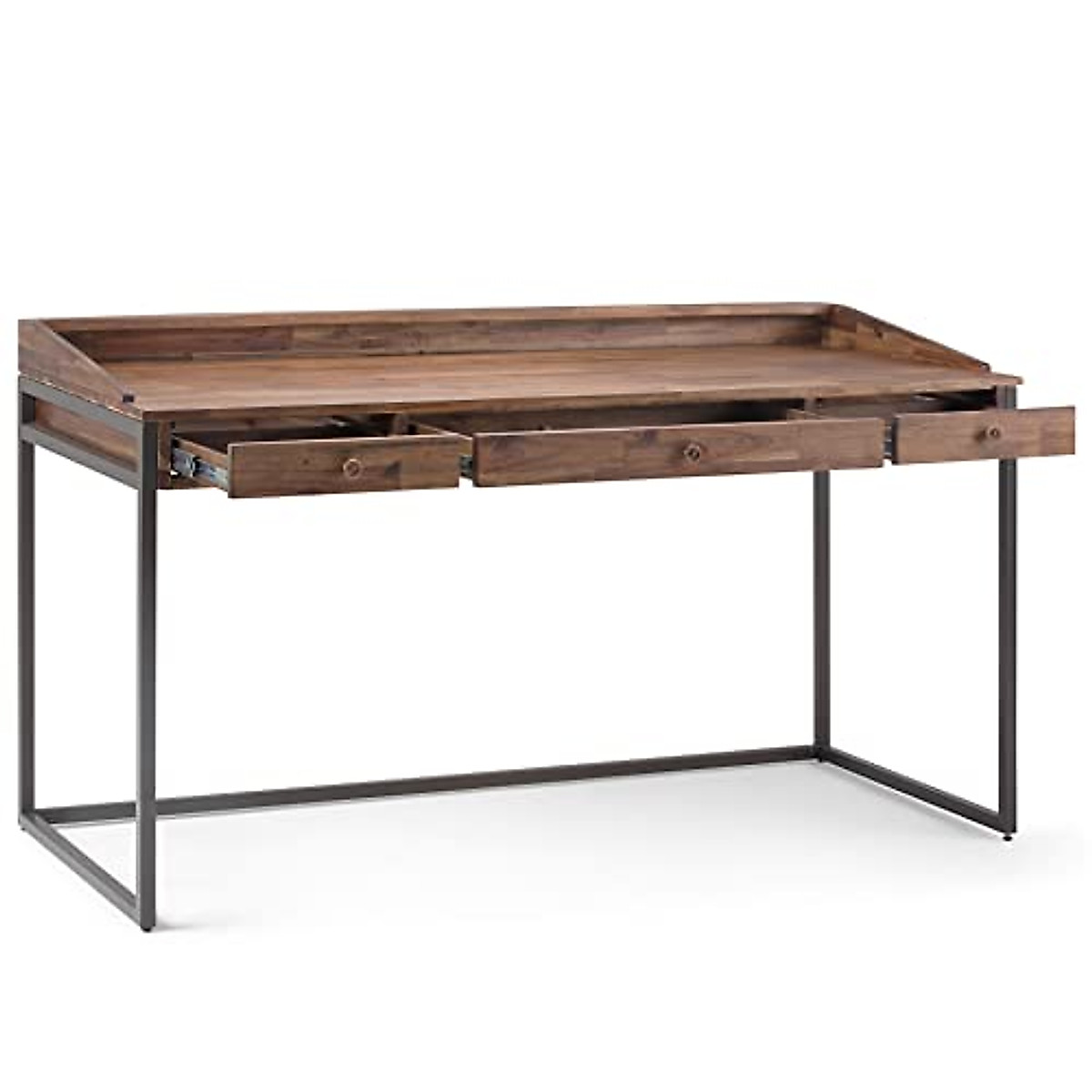 SIMPLIHOME Ralston SOLID ACACIA WOOD Modern Industrial 60 Inch Wide Writing Office Desk in Rustic Natural Aged Brown, For the Office Desk, Writing Table, Workstation and Study Table