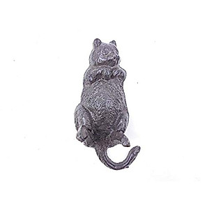 Handcrafted Nautical Decor Cast Iron Happy Fat Cat Wall Hook 6"