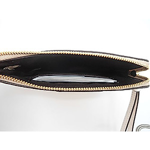 Coach Signature PVC Leather Corner Zip Wristlet, Light Khaki, Chalk