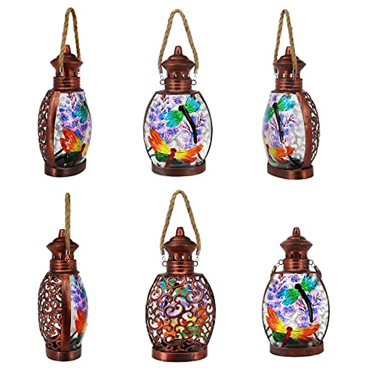 SUBOLO Hanging Solar Lantern Outdoor Waterproof Dragonfly Decor Solar Lights Tabletop Lamp for Outdoor Garden Yard Patio Ornament