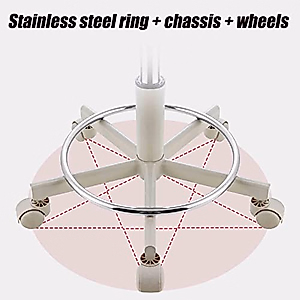 LWBLJX Round Roll Bar Stool with 360° Swivel Wheels, Beauty Salons Medical Counter Adjustable Chair, PU Leather and Stainless Steel Foot Pedals(Color:Gray)