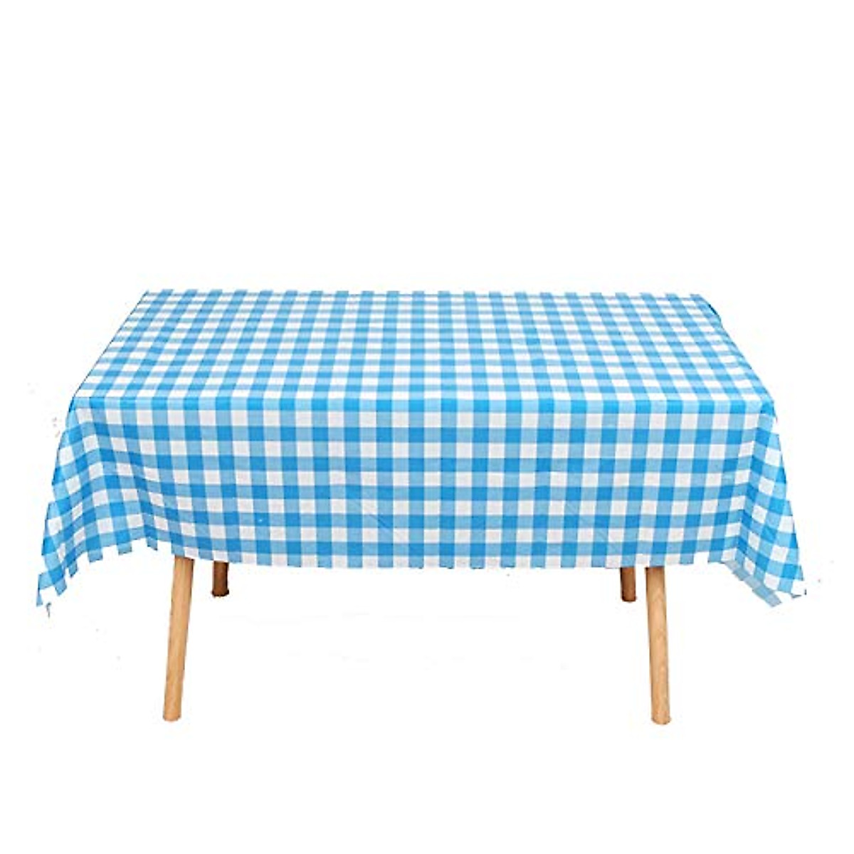 Blue and White Premium Plastic Checkered Flag Tablecloths Picnic Table Covers, Tablecovers Party Favor 54X108Inch of 3 Pcs (2, Blue and White)