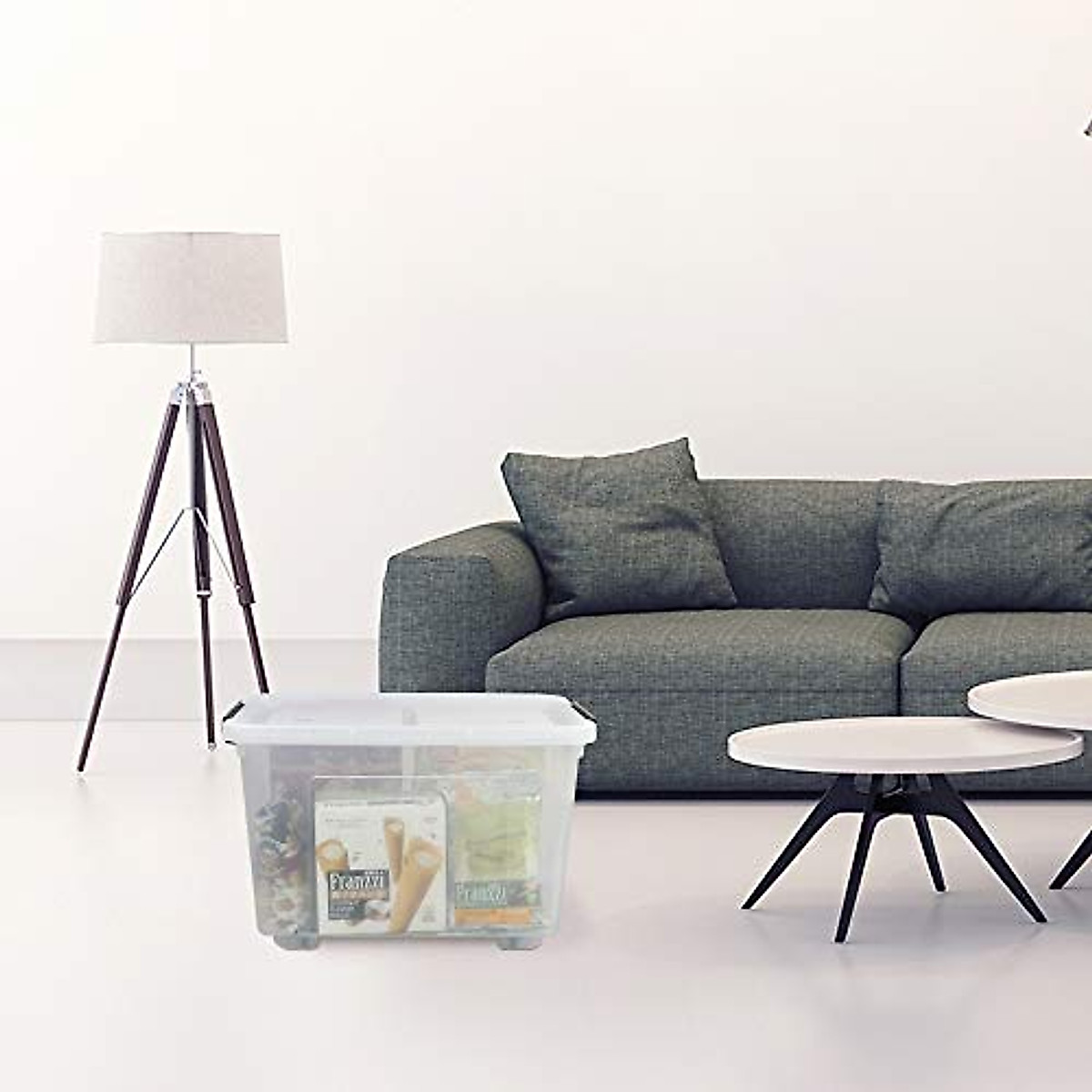 Leendines 30 Liter Clear Storage Box with Wheels, 4 Packs Large Plastic Bins