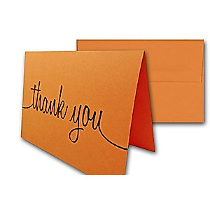 CutCardStock Thank You Note Cards & Envelopes - 25 cards and envelopes (Orange Fizz (Orange))