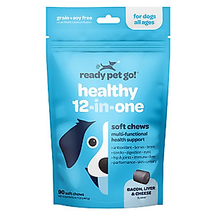 Ready Pet Go! Calming & Multivitamin Chews for Dogs | Vitamins for Skin, Coat, Hip & Joint Health | Helps with Dog Anxiety, Separation & Barking | 90 Chews Each