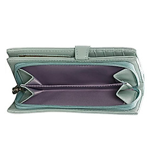 Shag Wear Corgi Dog Pattern Large Wallet for Women and Teen Girls Vegan Faux Leather 7" Mint