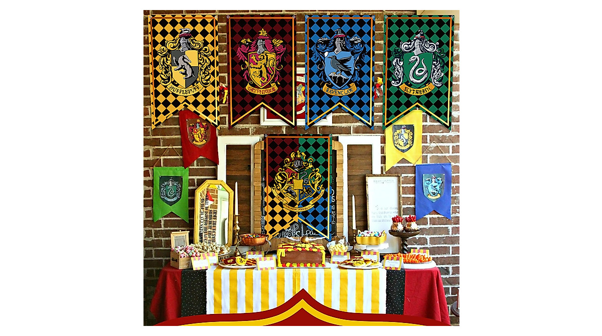 Magical Wizard Birthday Decorations Logo Flags Wall Decals Witch Wizard ...