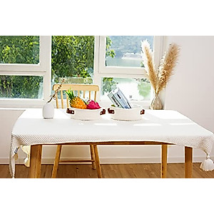 Small Woven Basket for Storage Oval Rope Coil Baskets with Handle Mini Cotton Basket Little Organizer Bins Boho Hamper Nursery Room for Kids Baby Dog Toy Gifts 7.87"x5.51"x4.33", XS White