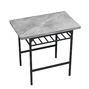 AnwickNomo Dining Table Set for 2, 3-Piece Bistro Table and Chairs Set, Breakfast Nook Table Set, Small Kitchen Table Set for 2, Dinette Set with Black Frame & Printed Gray Marble Finish (Gray)