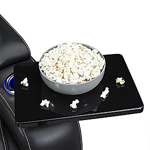 Seatcraft Equinox - Home Theater Seating - Top Grain Leather - Power Recline - Powered Headrest and Lumbar Support - Arm Storage - USB Charging - Cup Holders - Single Recliner, Black